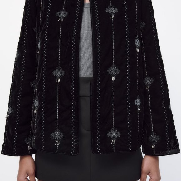 Zara | Jackets & Coats | Nwt Zara Embroidered Velvet Jacket M | Poshmark